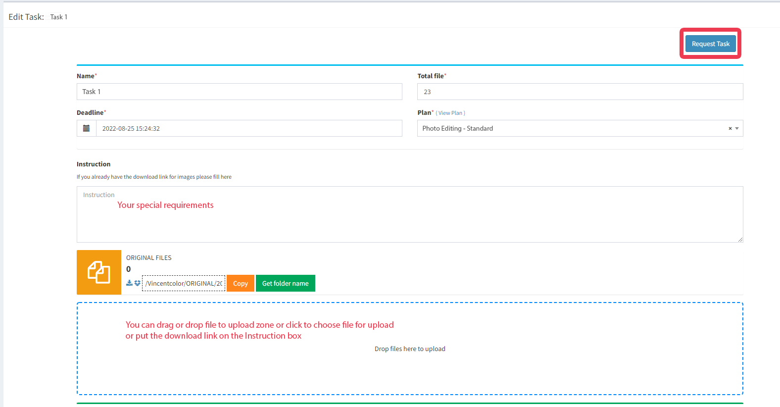 How to create account and request task on VincentColor system ...